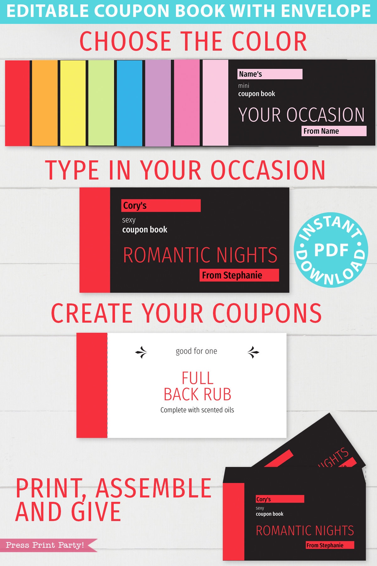 Printable Coupon Book Template Pink Any Occasion Gift Idea | Etsy