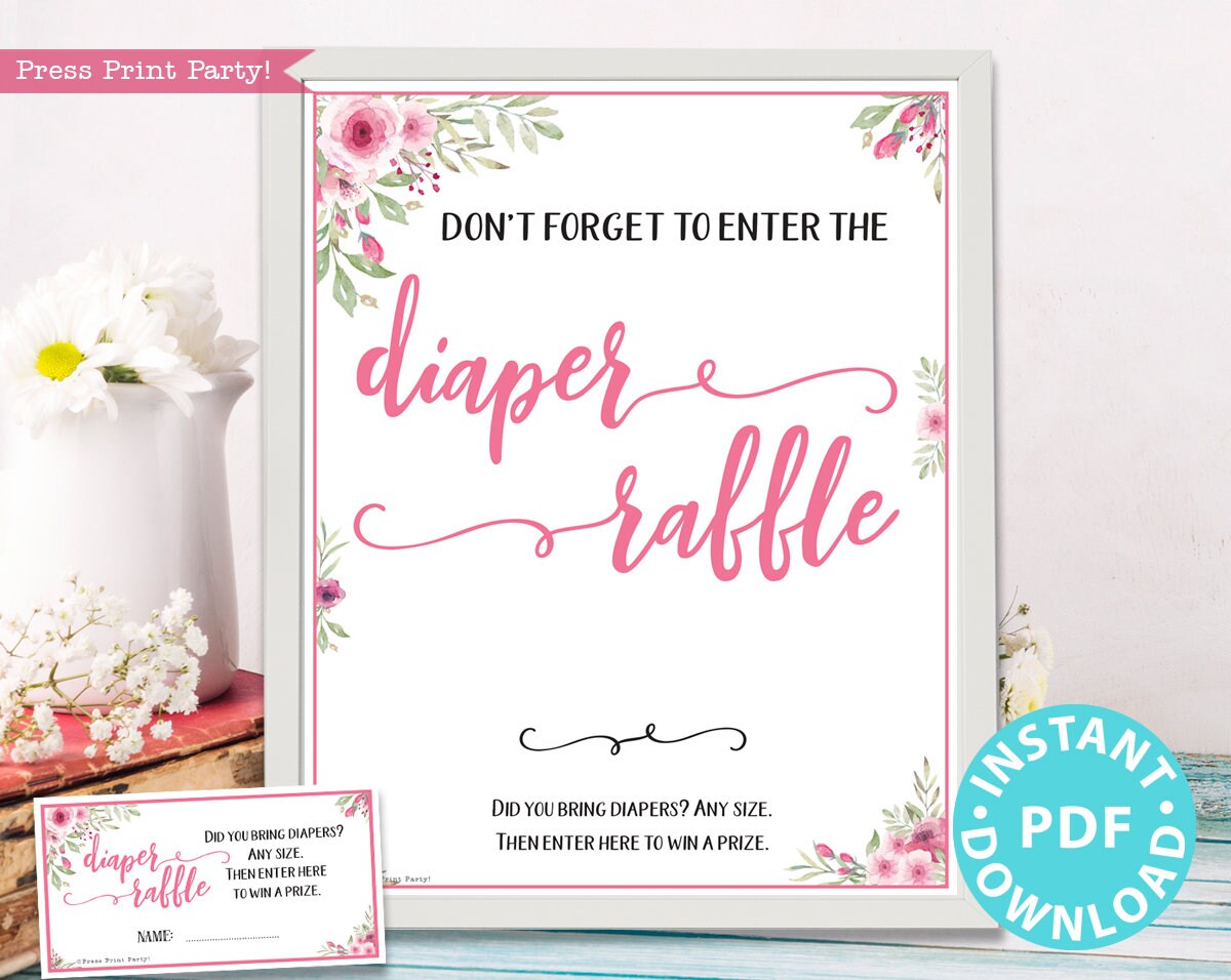 Diaper Raffle Tickets and Sign Printable Baby Shower Game | Etsy