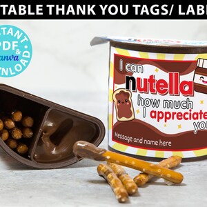 Nutella Teacher Thank You Gift Tags Printable, Teacher Appreciation ...
