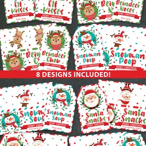 8 EDITABLE Christmas Treat Bag Toppers and Tags Set, Elf Kisses ...
