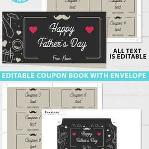 Father's Day Printable Gift Idea, Editable Coupon Book Template, Blank ...