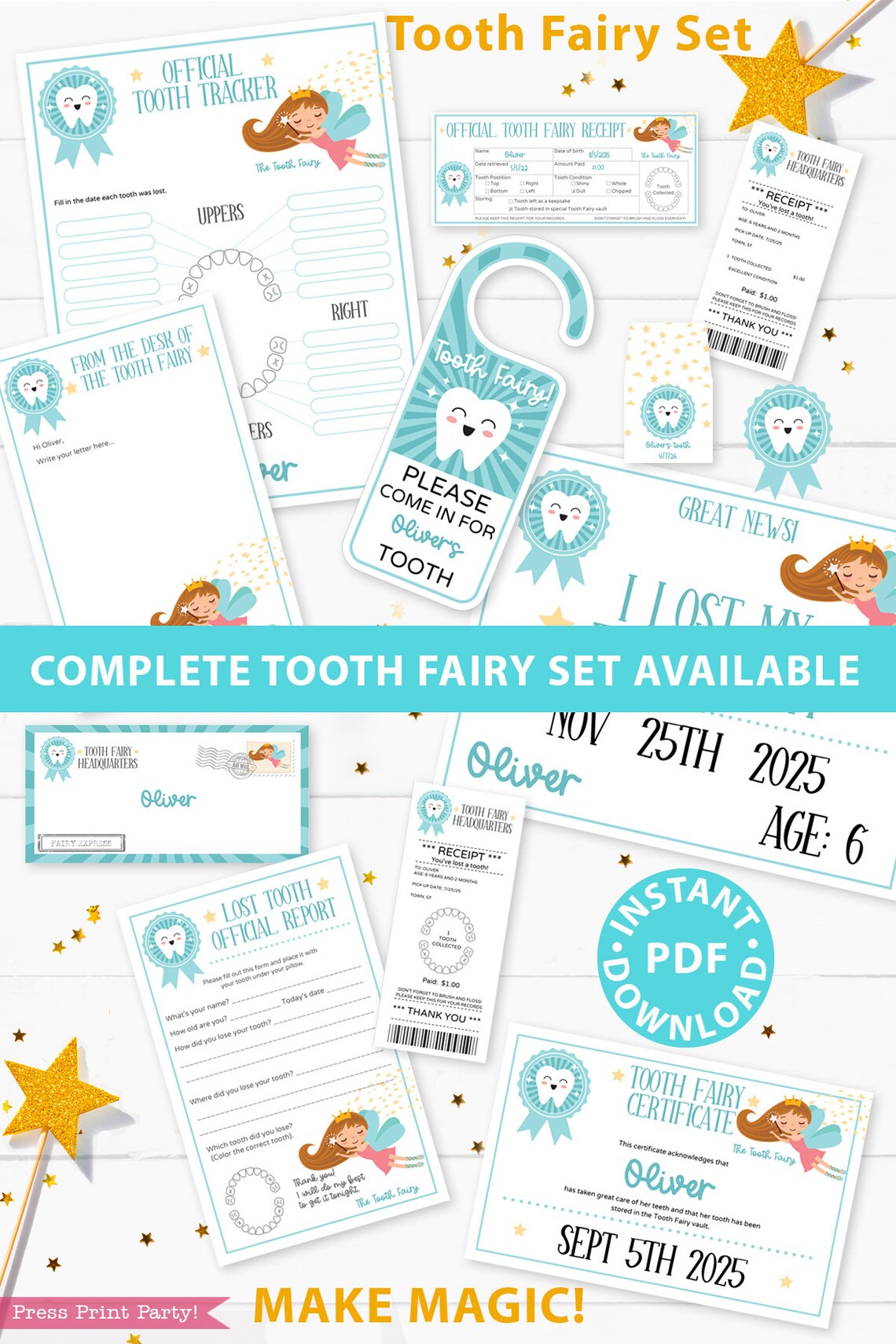 Baby Teeth Chart With the Tooth Fairy Printable Lost Tooth - Etsy UK