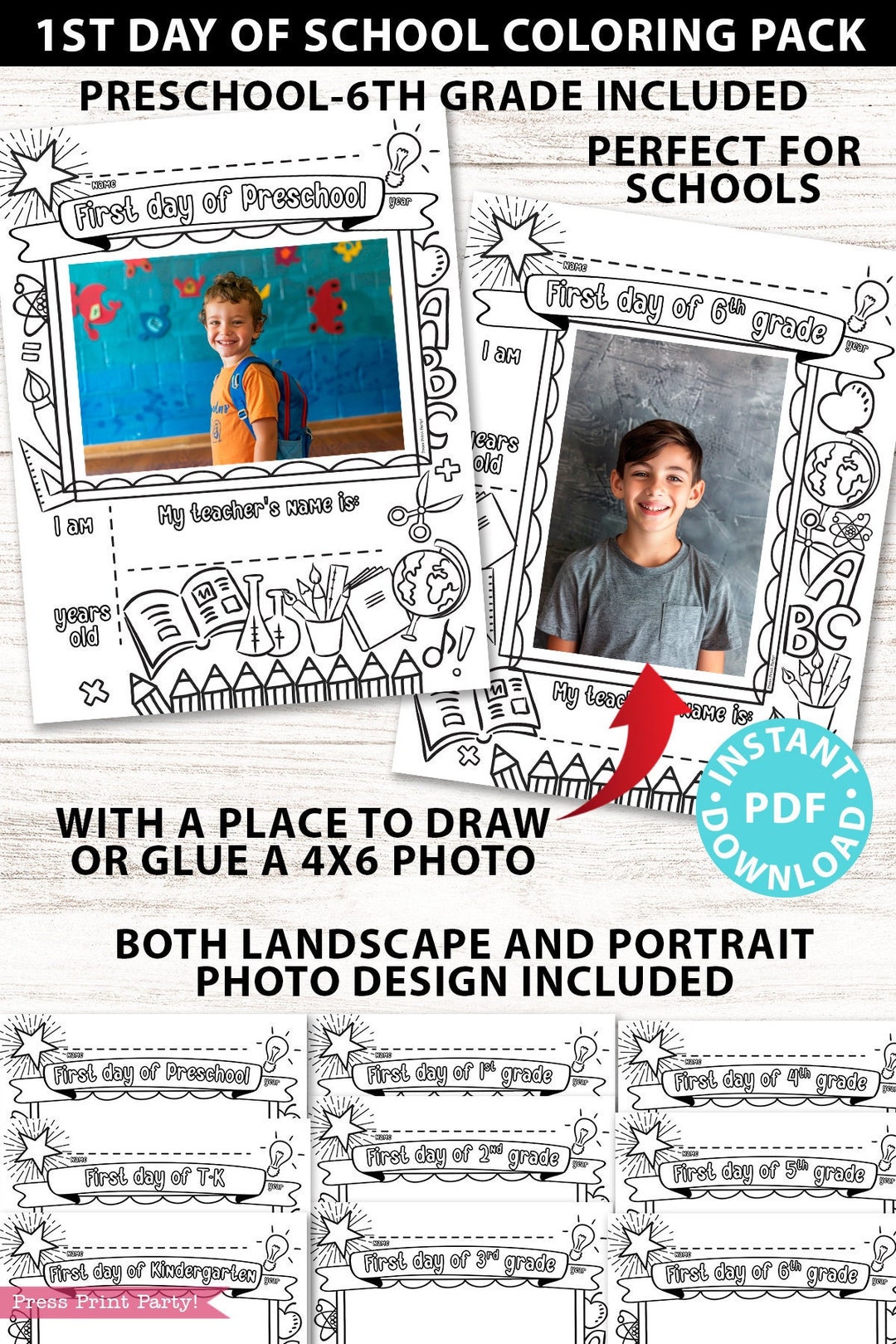 First Day of School Coloring Pages Pack Printable Fun for All Grades ...