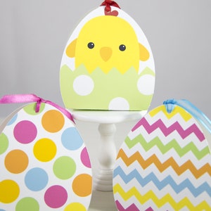 Easter Egg Chick Favor Box, Easter Basket Treat Boxes Printable, Dots ...