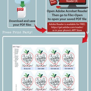 EDITABLE Back to School Teacher Gift Tags Printable, First Day of ...