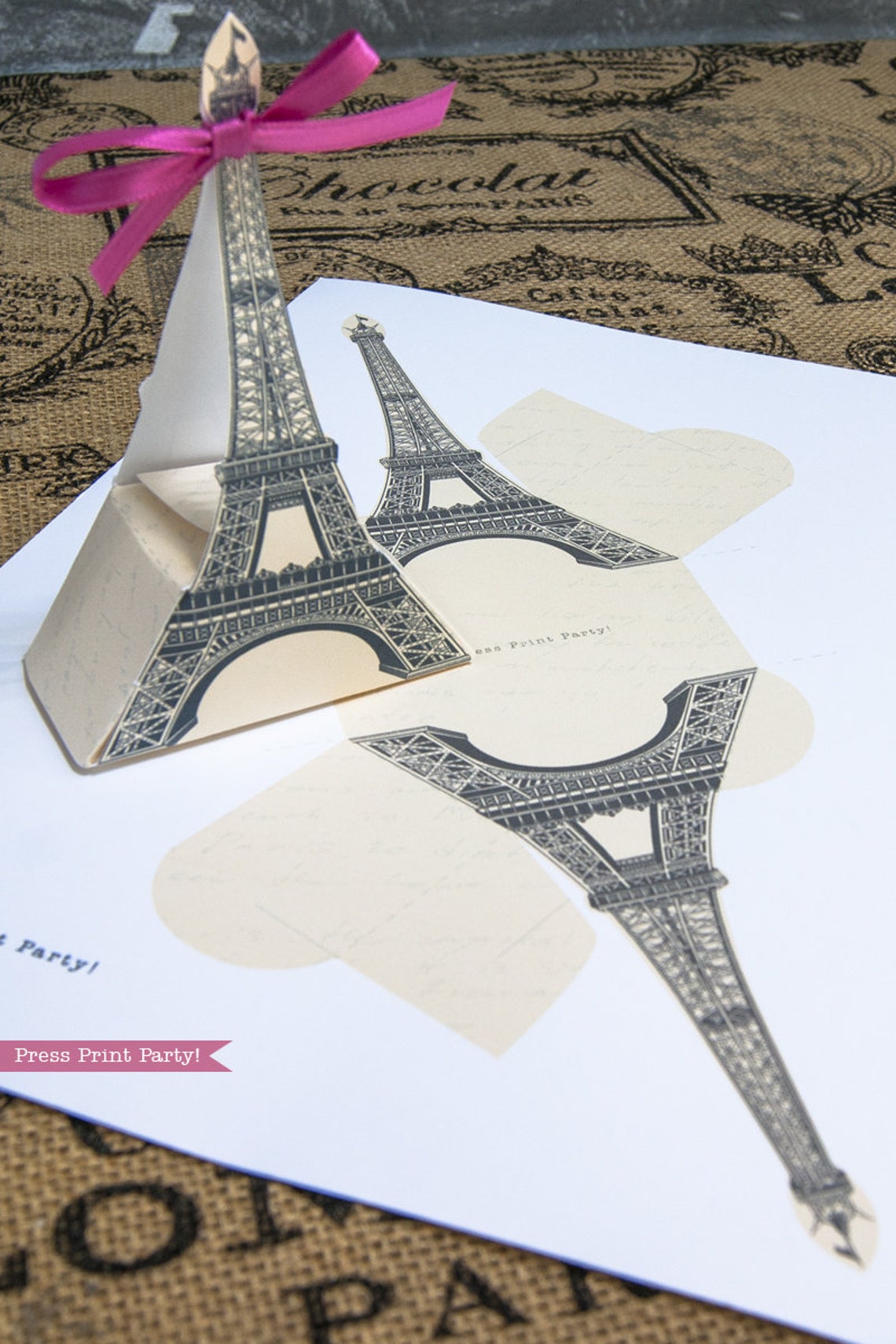Eiffel Tower Favor Box Printable, Paris Party, Gift Box, DIY, Vintage ...