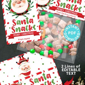 8 EDITABLE Christmas Treat Bag Toppers and Tags Set, Elf Kisses ...