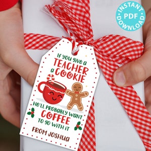EDITABLE Christmas Teacher Appreciation Gift Tags Printable for Cookies ...