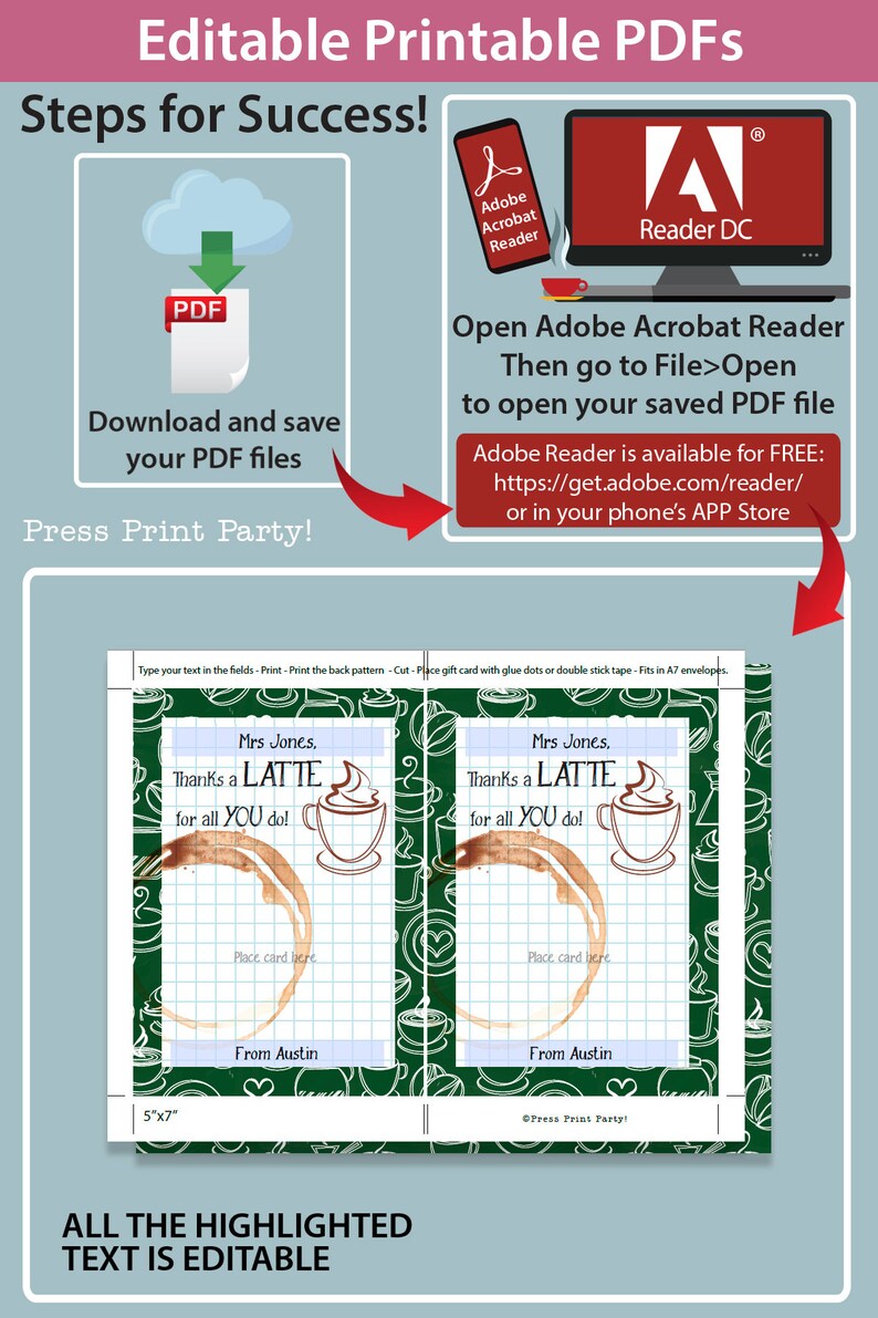 EDITABLE Teacher Appreciation Thank You Gift Printable Template, 5x7 ...