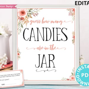 Guess How Many Game Sign Printable, W Editable Text for Items ...