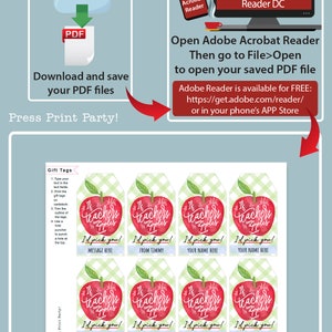 EDITABLE Back to School Teacher Appreciation Gift Tags Printable, First ...