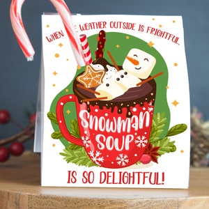 Snowman Soup Labels Printable Small Holiday Gift for Kids Stocking ...