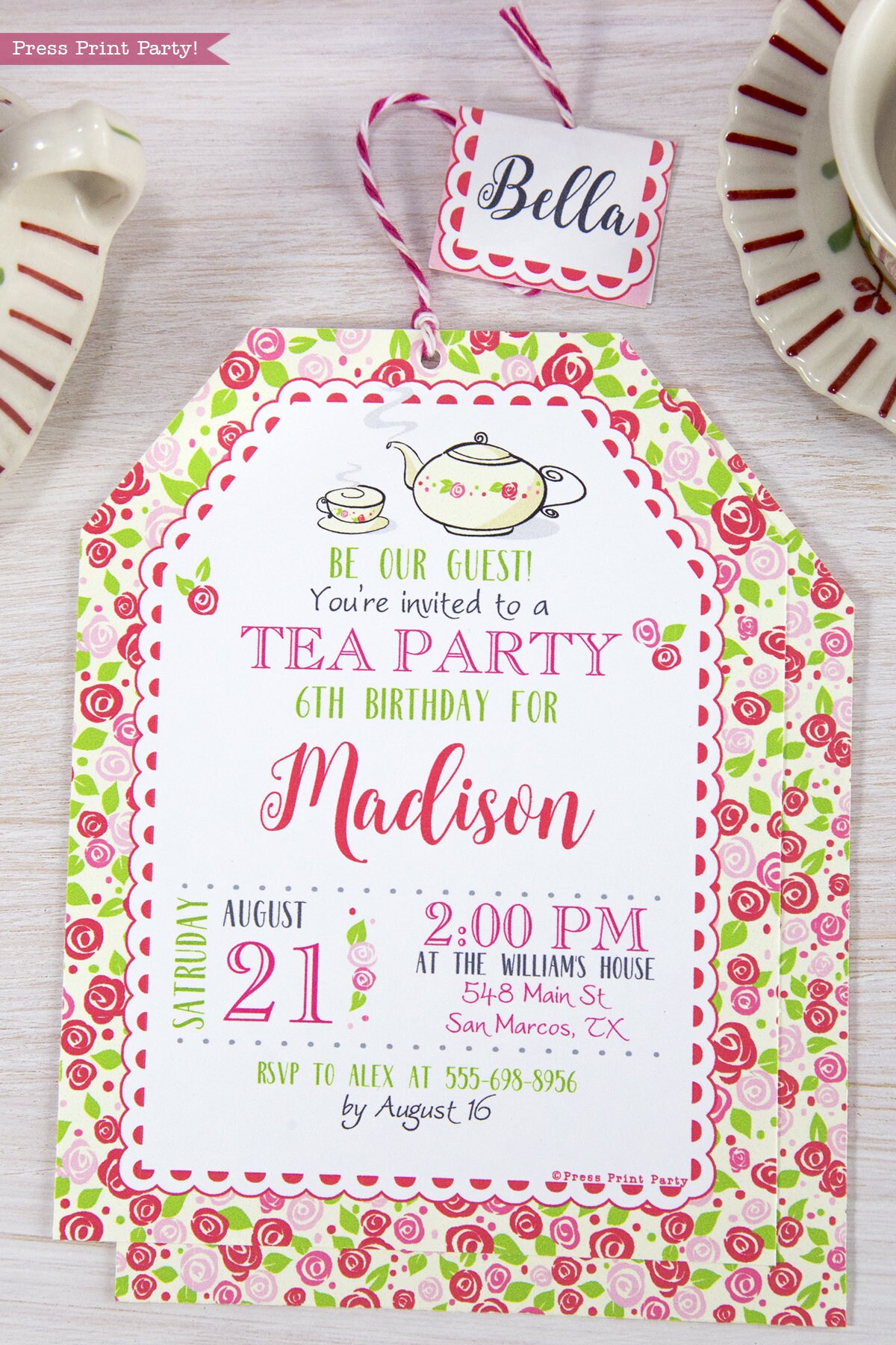 Tea Party birthday Invitation Printable Tea Party Invitation | Etsy