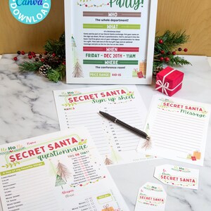 Secret Santa Questionnaire Printable Template Kit for Coworkers ...