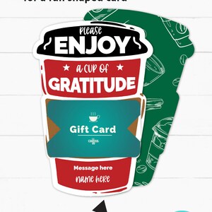 Teacher Appreciation Gift Coffee Card Holder, Teacher Thank You Card ...