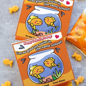 Goldfish Valentine Printable Tag Kids Valentines Cards EDITABLE Names I ...
