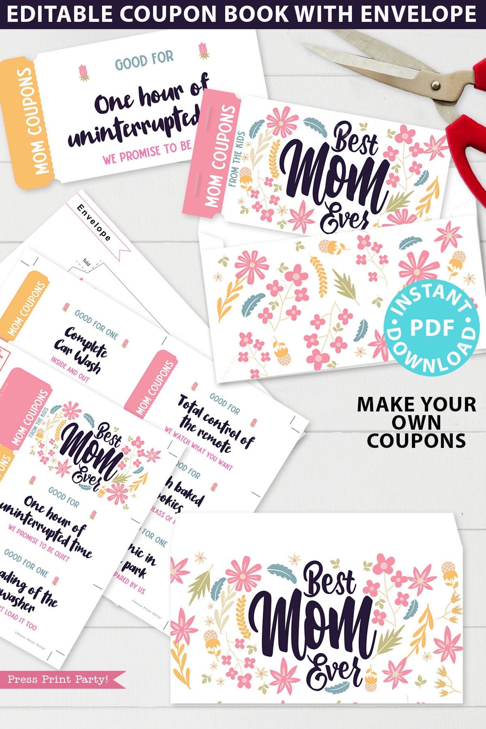 MOM Coupon Template Printable Book Mother's Day Coupon - Etsy