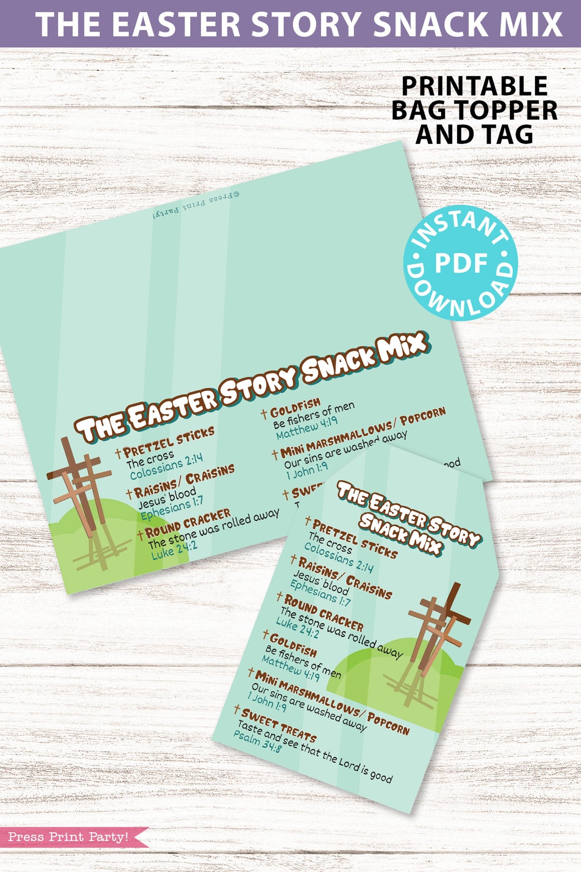 The Easter Story Snack Mix Printable Tag and Bag Topper - Etsy