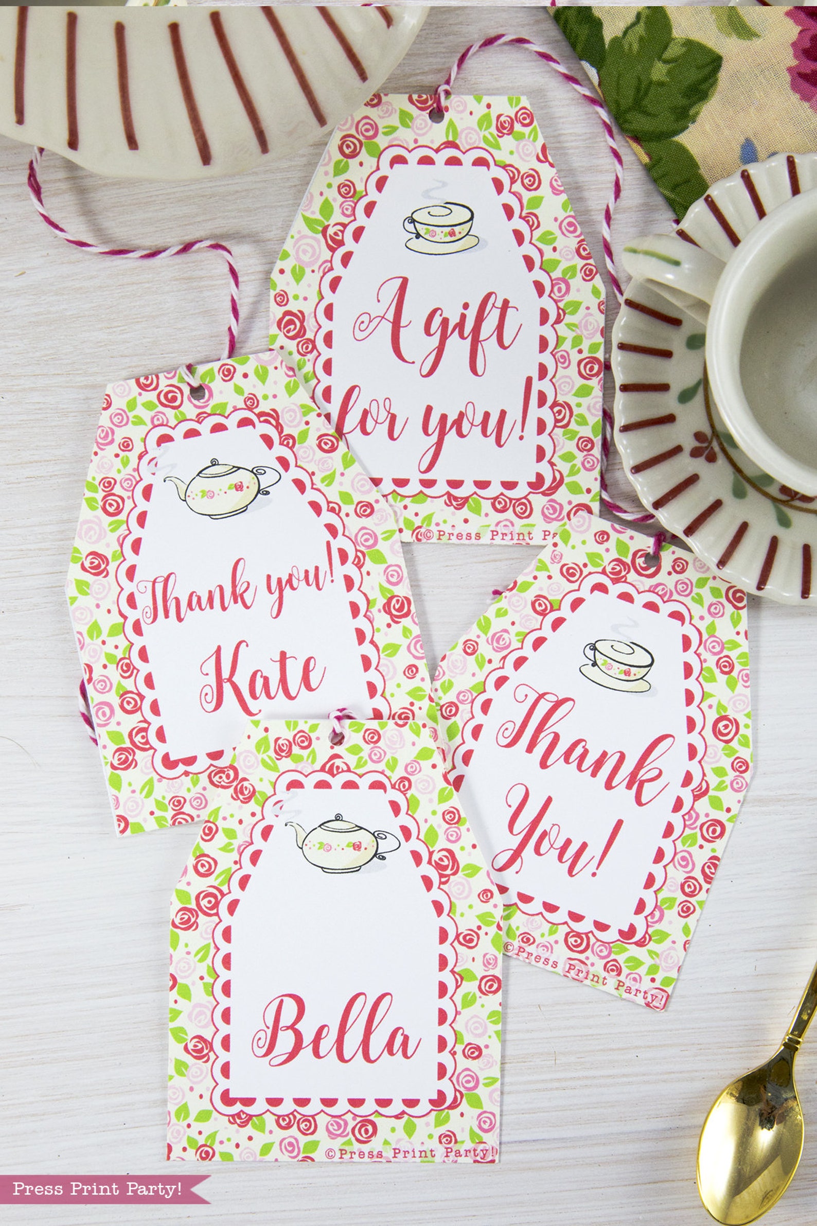 Tea Party Favor Tags Printables Thank You Tags Gift Tags | Etsy