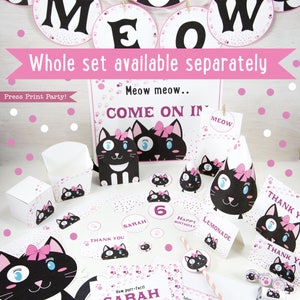 Girl Cat Gift Box Printable, Cat Birthday Box, Cat Party Decorations ...