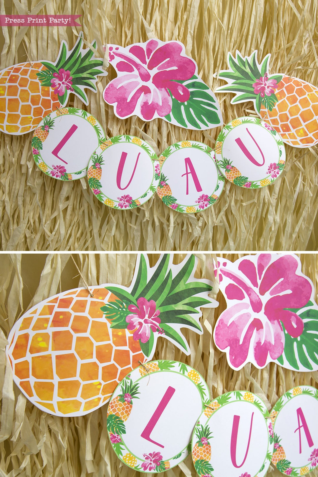Pineapple Party Banner Printable, Luau Birthday Banner, Luau Banner ...