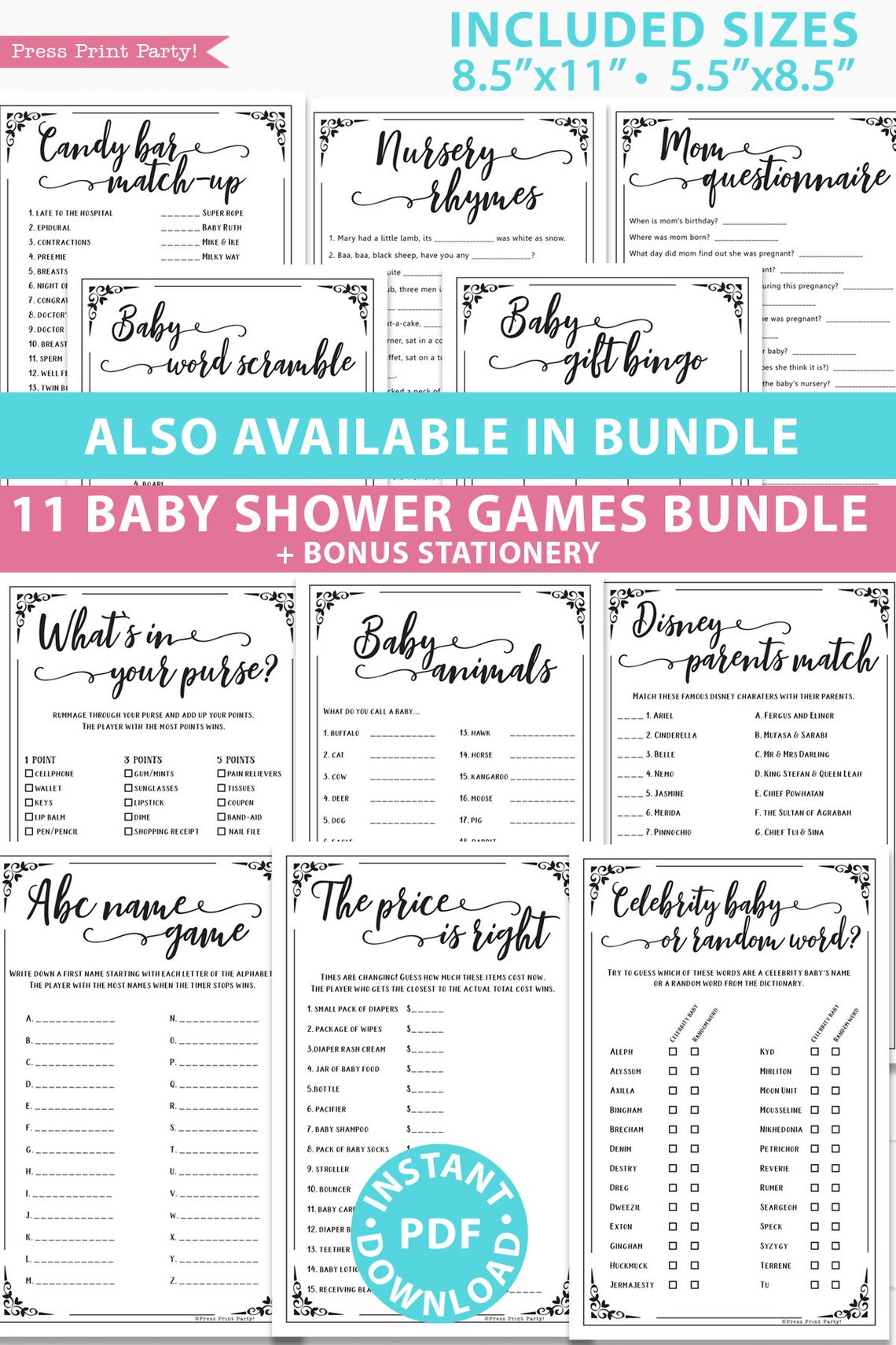 Baby Word Scramble Baby Shower Game Printable, Answer Key, Baby Shower ...