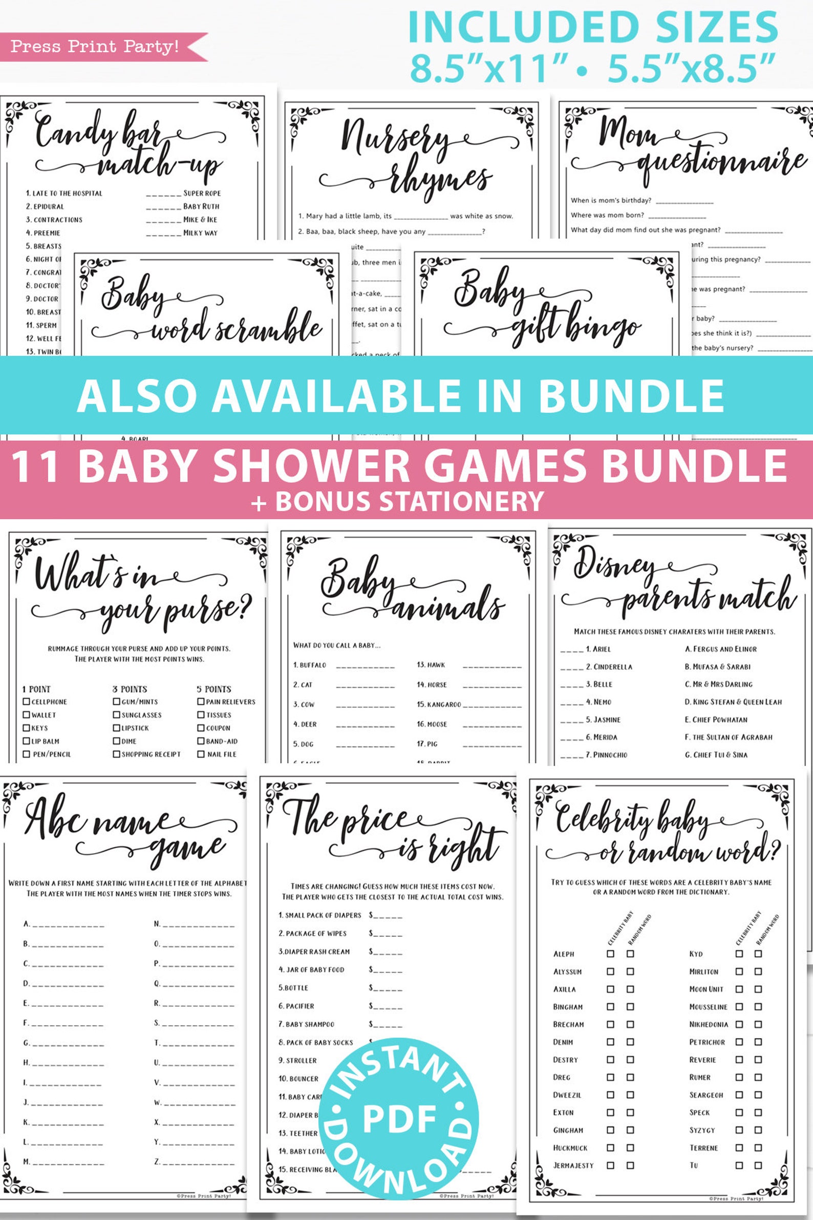 Baby Word Scramble Baby Shower Game Printable, Answer Key, Baby Shower ...