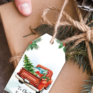 EDITABLE Christmas Red Truck Gift Tags Printable, 4 Designs, Rustic ...