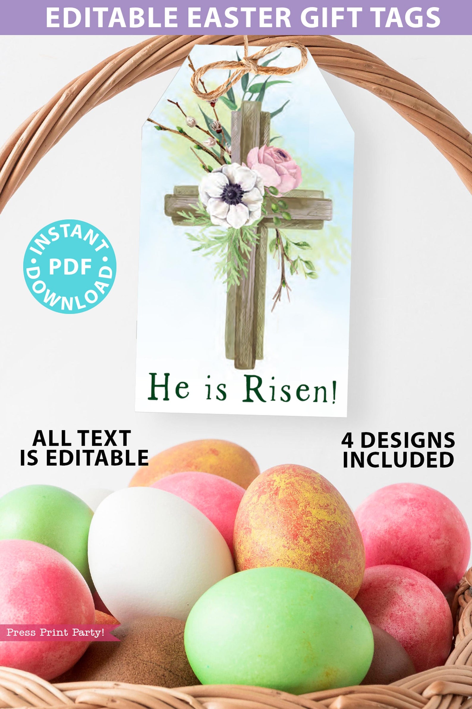 EDITABLE Easter Gift Tags Printable Easter Basket Tag - Etsy