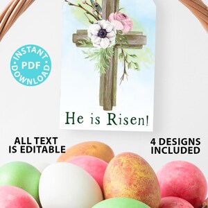 EDITABLE Easter Gift Tags Printable, Easter Basket Tag, Religious Happy ...