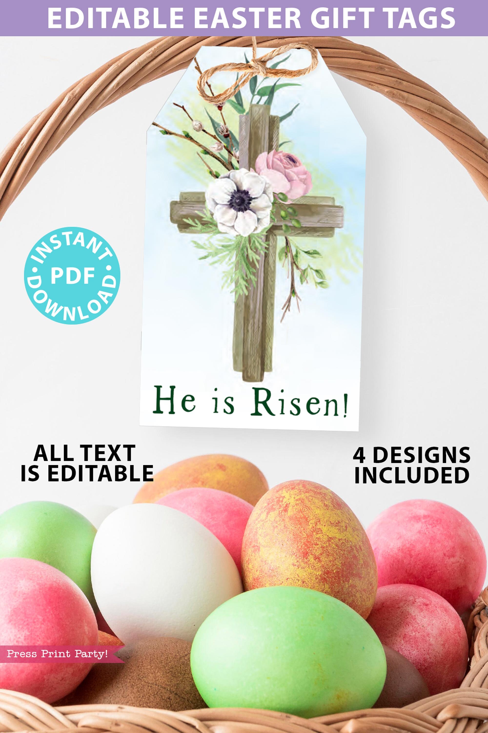 EDITABLE Easter Gift Tags Printable, Easter Basket Tag, Religious Happy ...