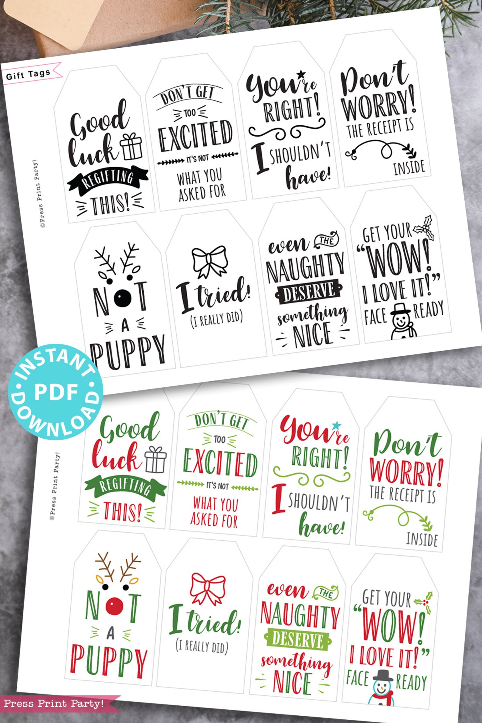 160 Funny Gift Tags for Christmas Printable White Elephant Sarcastic ...
