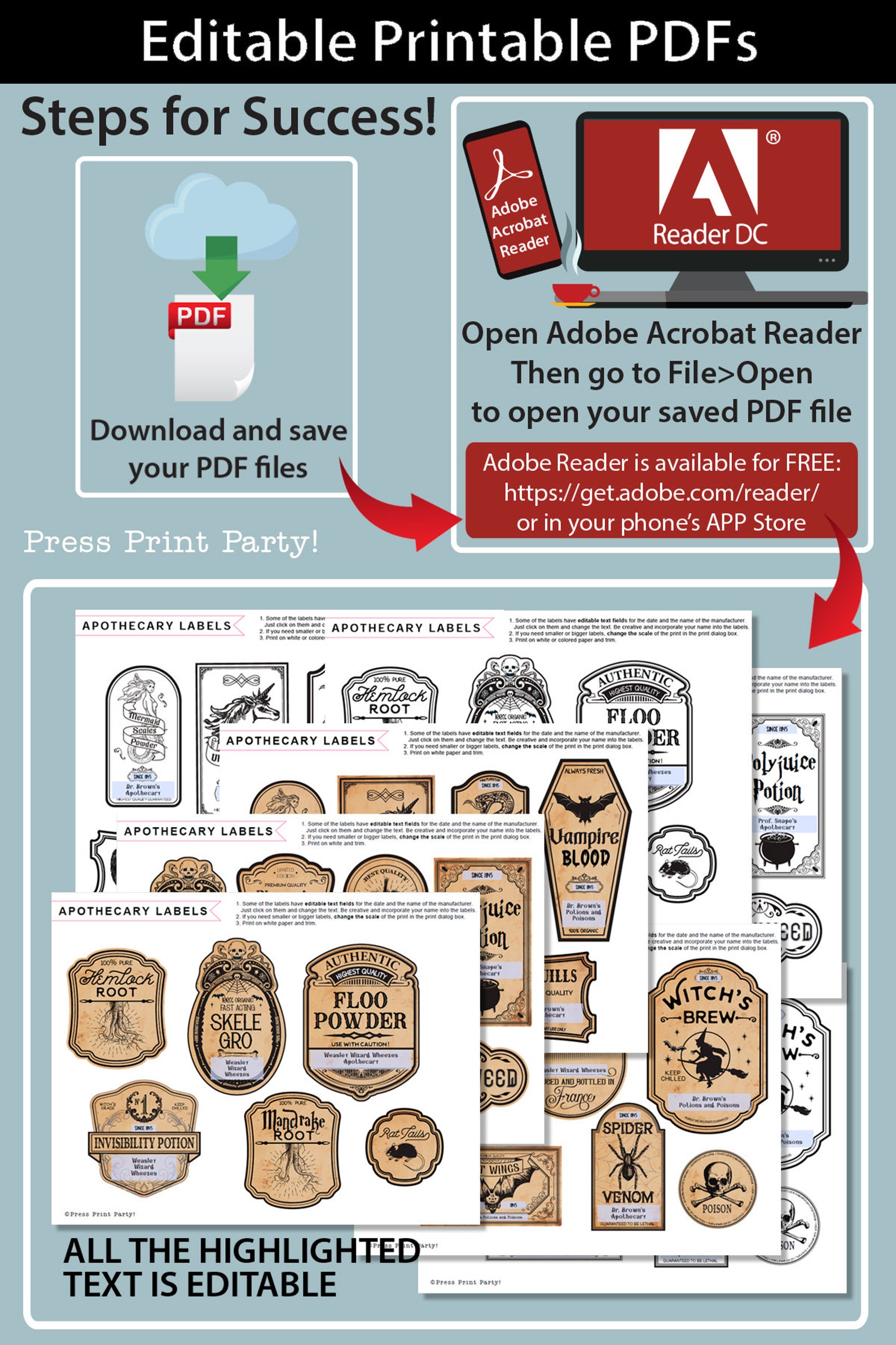 Wizard Potion Labels Printables, HP Polyjuice Potion Label, Editable ...