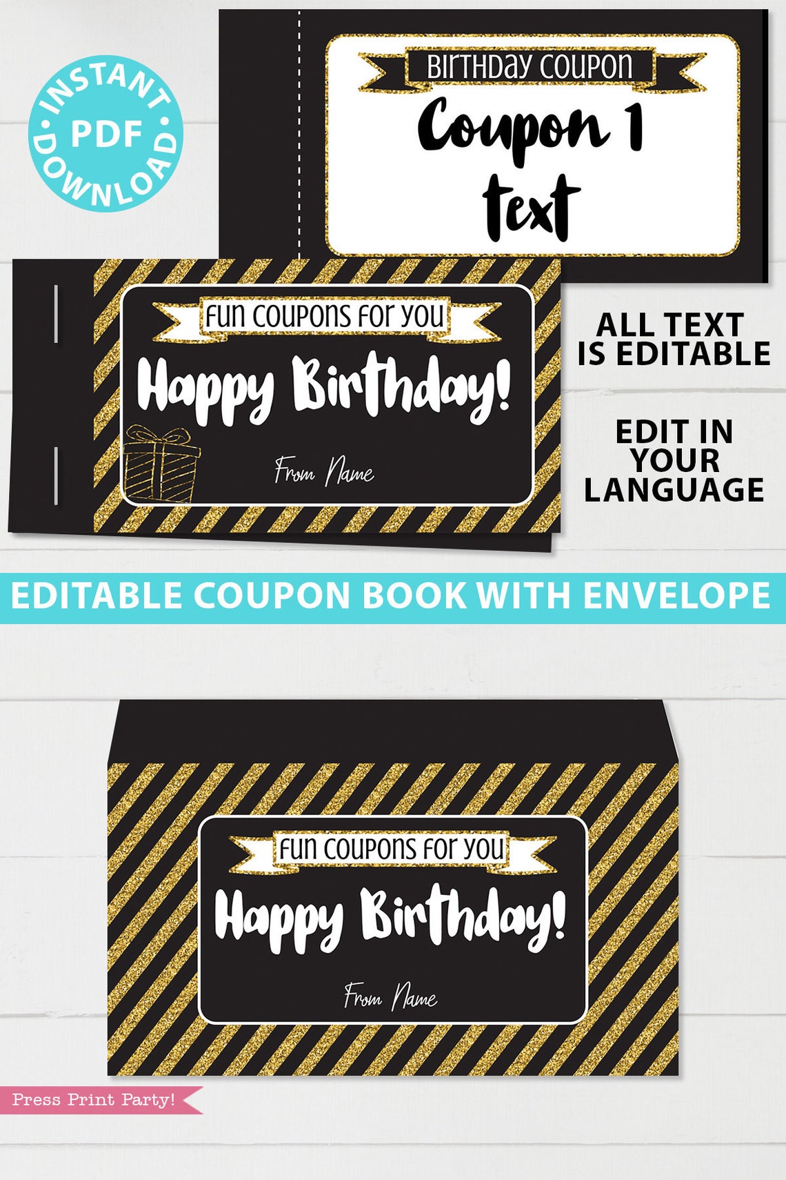 Editable Coupon Book Template Printable Birthday Gift Idea - Etsy