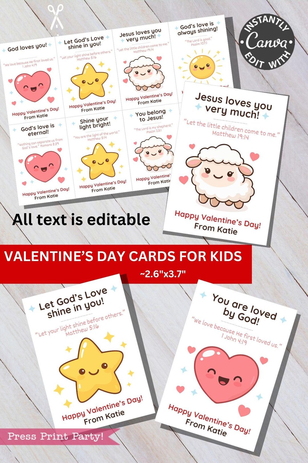 Christian Valentine Cards Printable, Editable Bible Verse Gift Tags ...