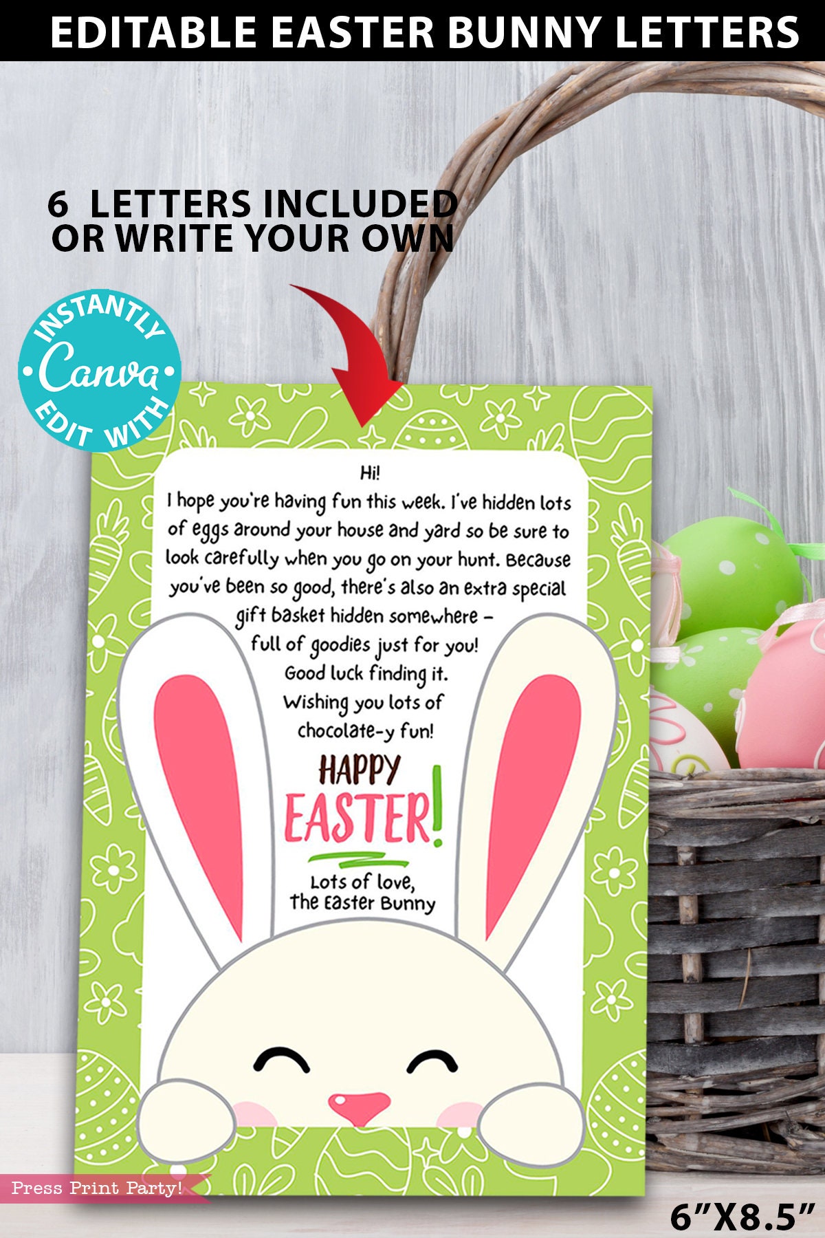 EDITABLE Easter Bunny Letter Printable, Easter Bunny Note, Letter From ...