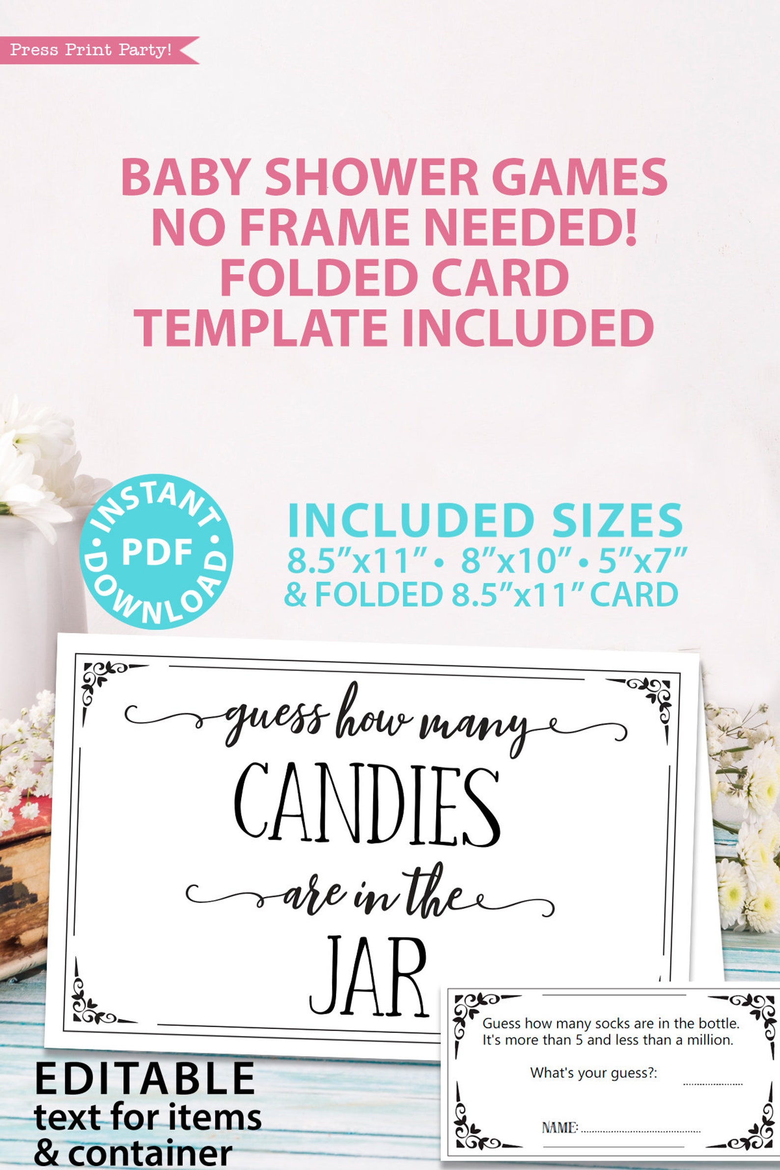 Guess How Many Game Sign Printable, W Editable Text for Items ...