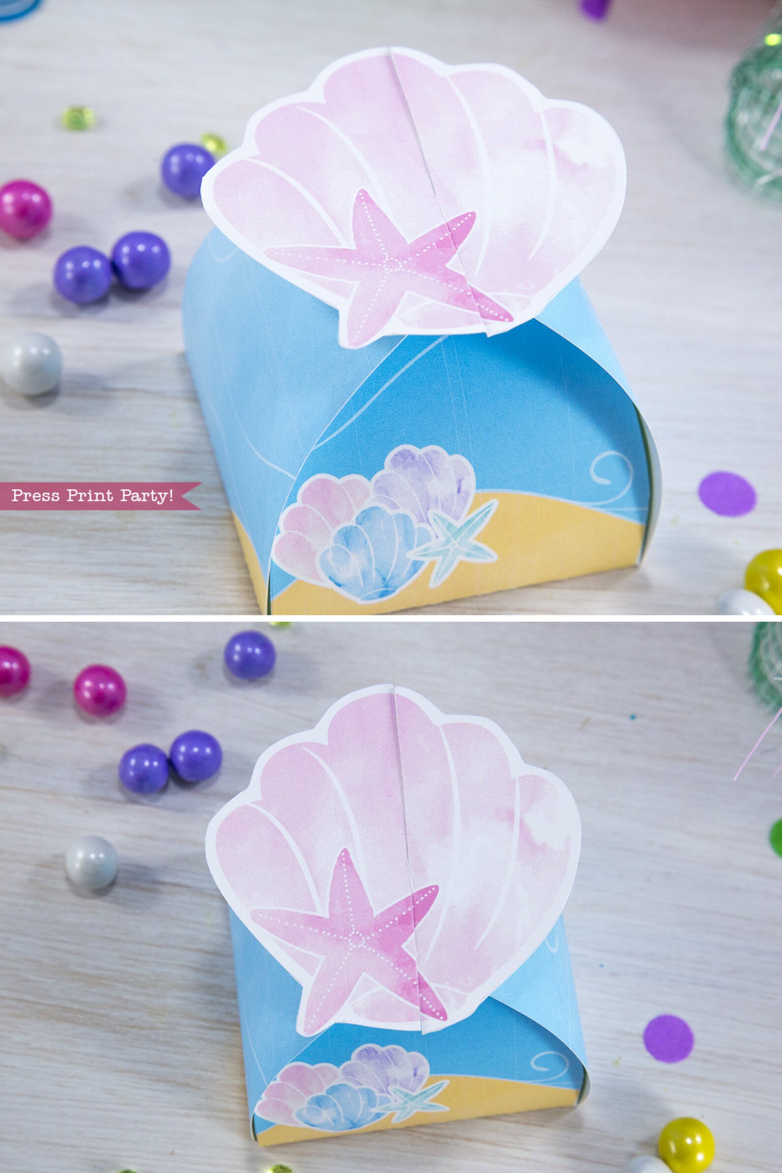Mermaid Favor Box Shell Starfish Mermaid Party Printables - Etsy