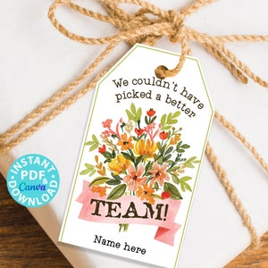 Team Appreciation Gift Tags Printable, We Couldn't Have Picked a Better ...