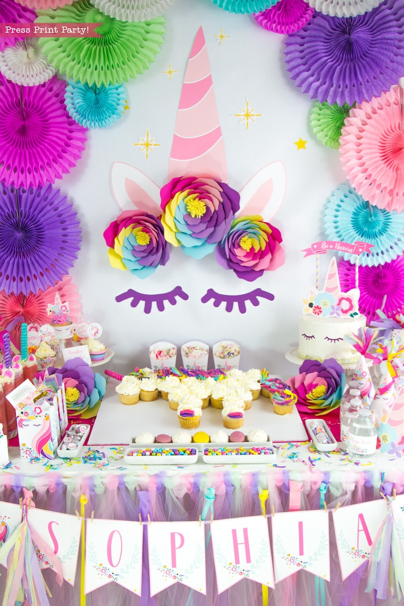 Unicorn Backdrop Printables Unicorn Party Giant Unicorn Horn - Etsy