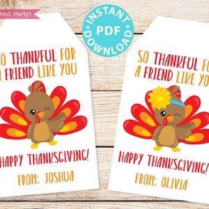 EDITABLE Thanksgiving Tags for Friends Printable Template, for Kids Boy ...