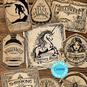HP Apothecary Labels Printable Wizard Potion Apothecary Decor Halloween ...