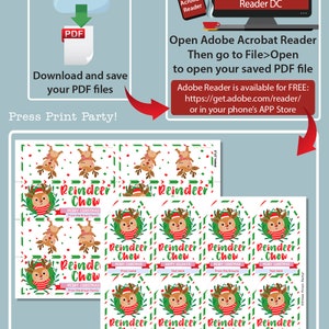 Reindeer Chow Christmas Treat Bag Toppers and Tag, Editable, Classroom ...