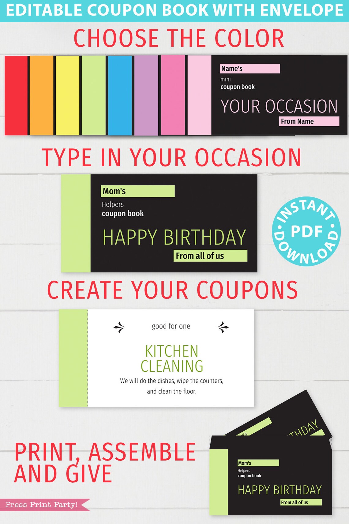 Printable Coupon Book Template Pink Any Occasion Gift Idea - Etsy