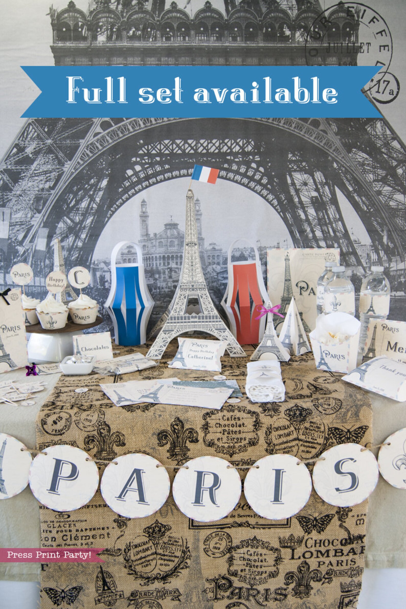 Eiffel Tower Wedding Favor Box Printable, Pyramid Box, DIY, Paris Party ...