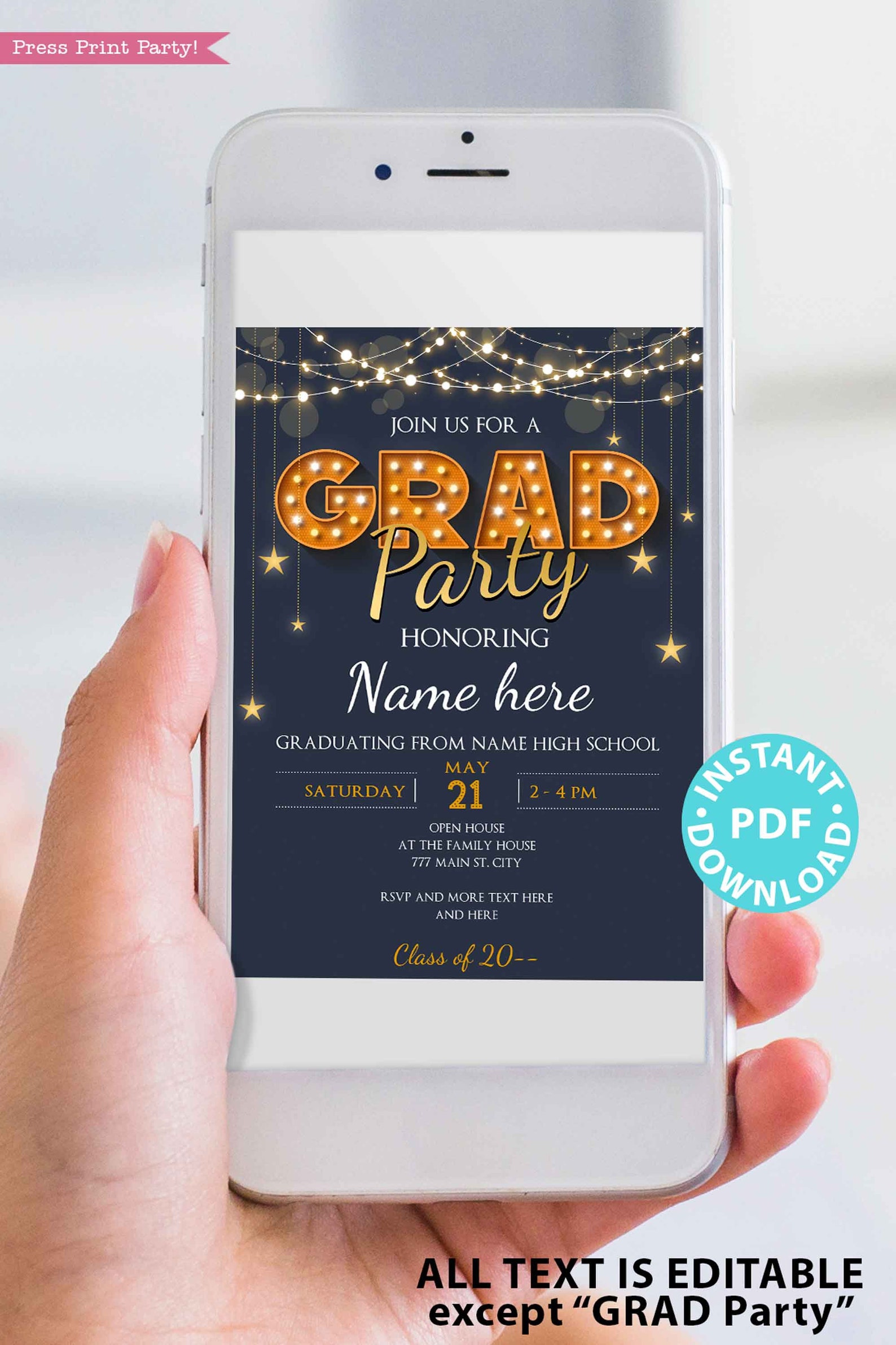 Graduation Invitation Printable and Digital Graduation Party - Etsy