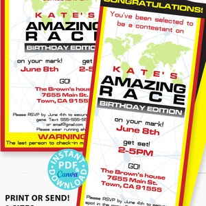 The Amazing Race Party Printables, Invitation, Cards, Decorations ...