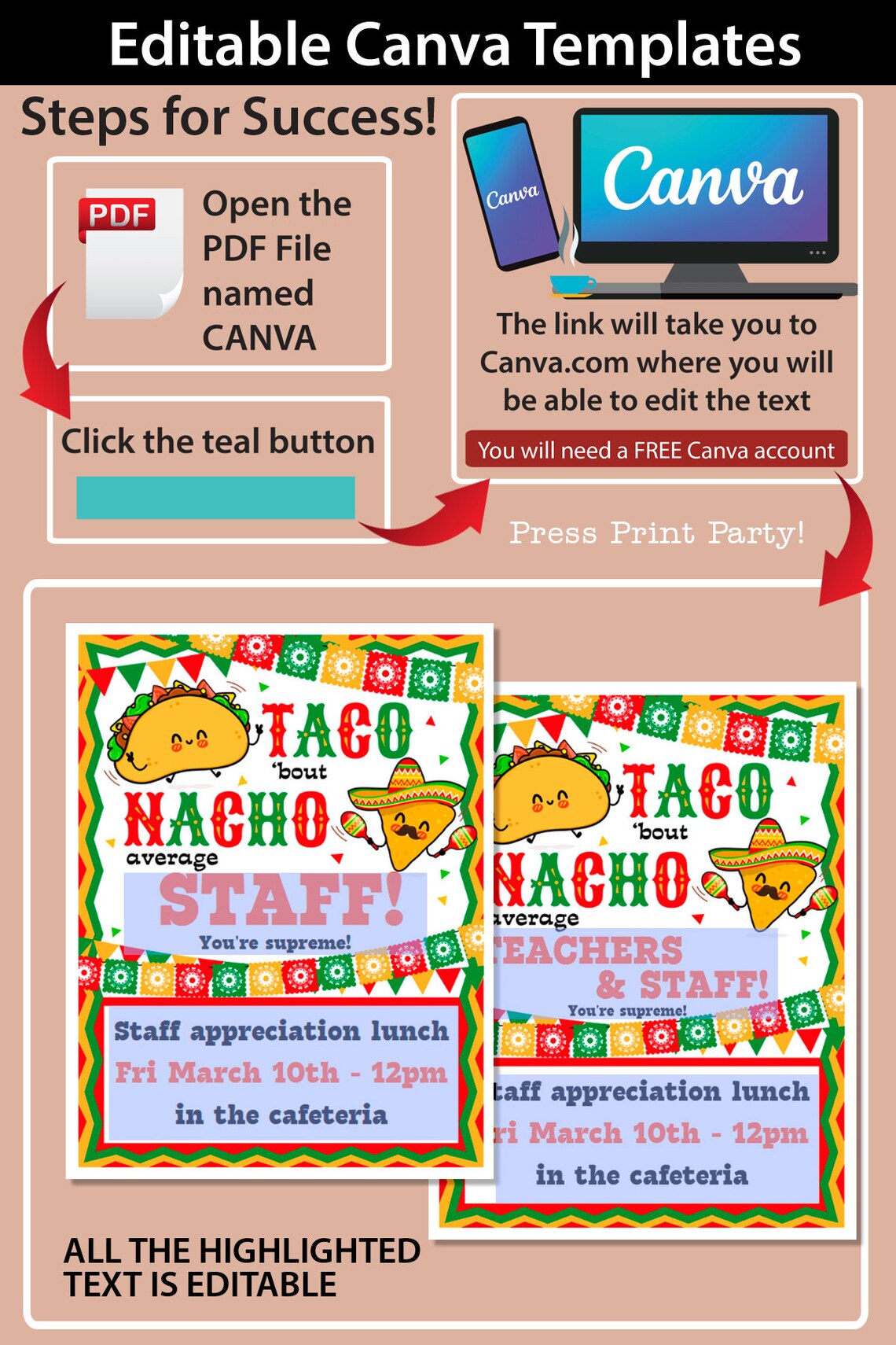 Employee Appreciation Day Sign Printable, Taco 'bout Nacho Average ...