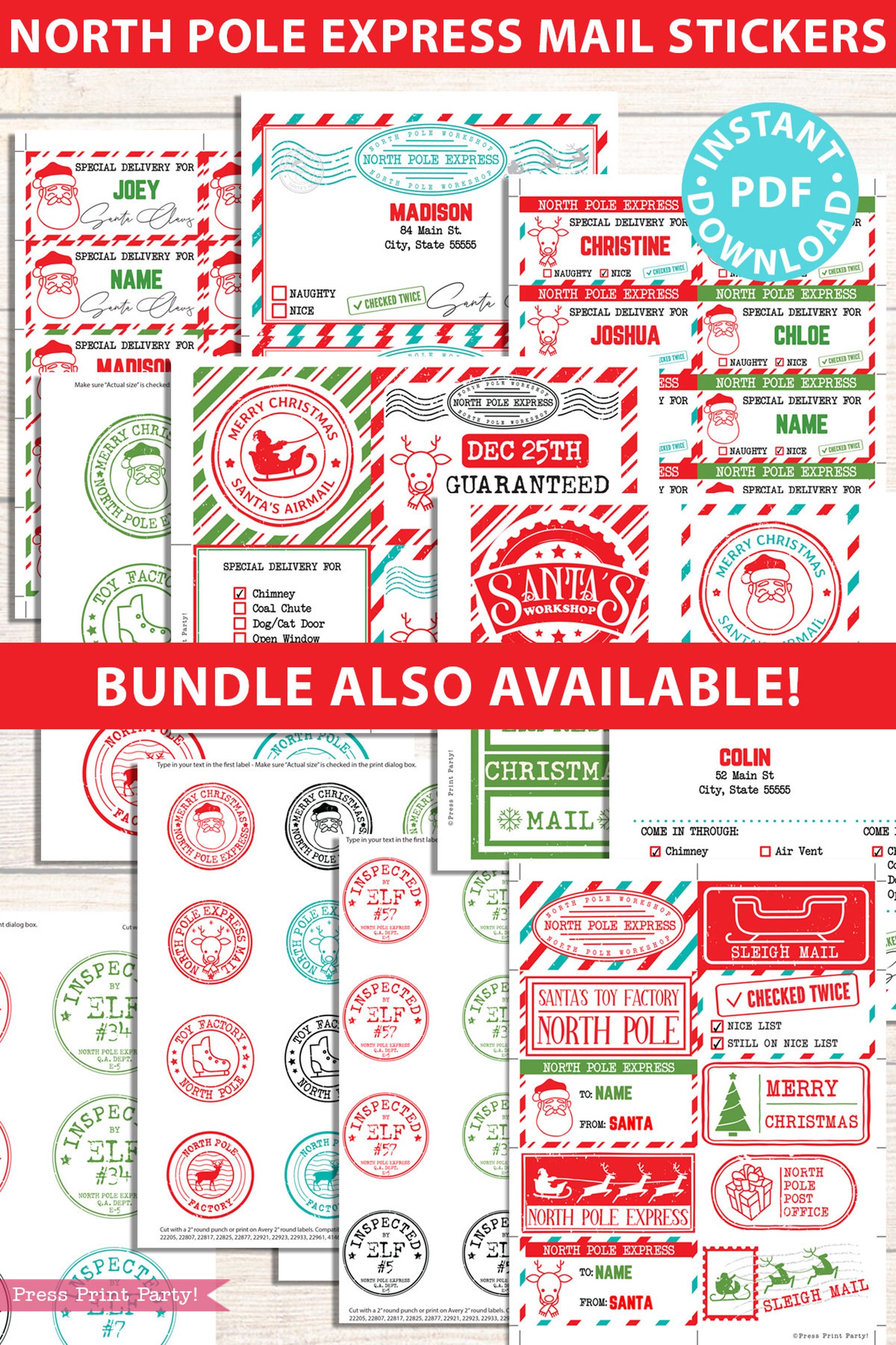 EDITABLE Christmas Name Tags Stickers Template, Printable Special ...