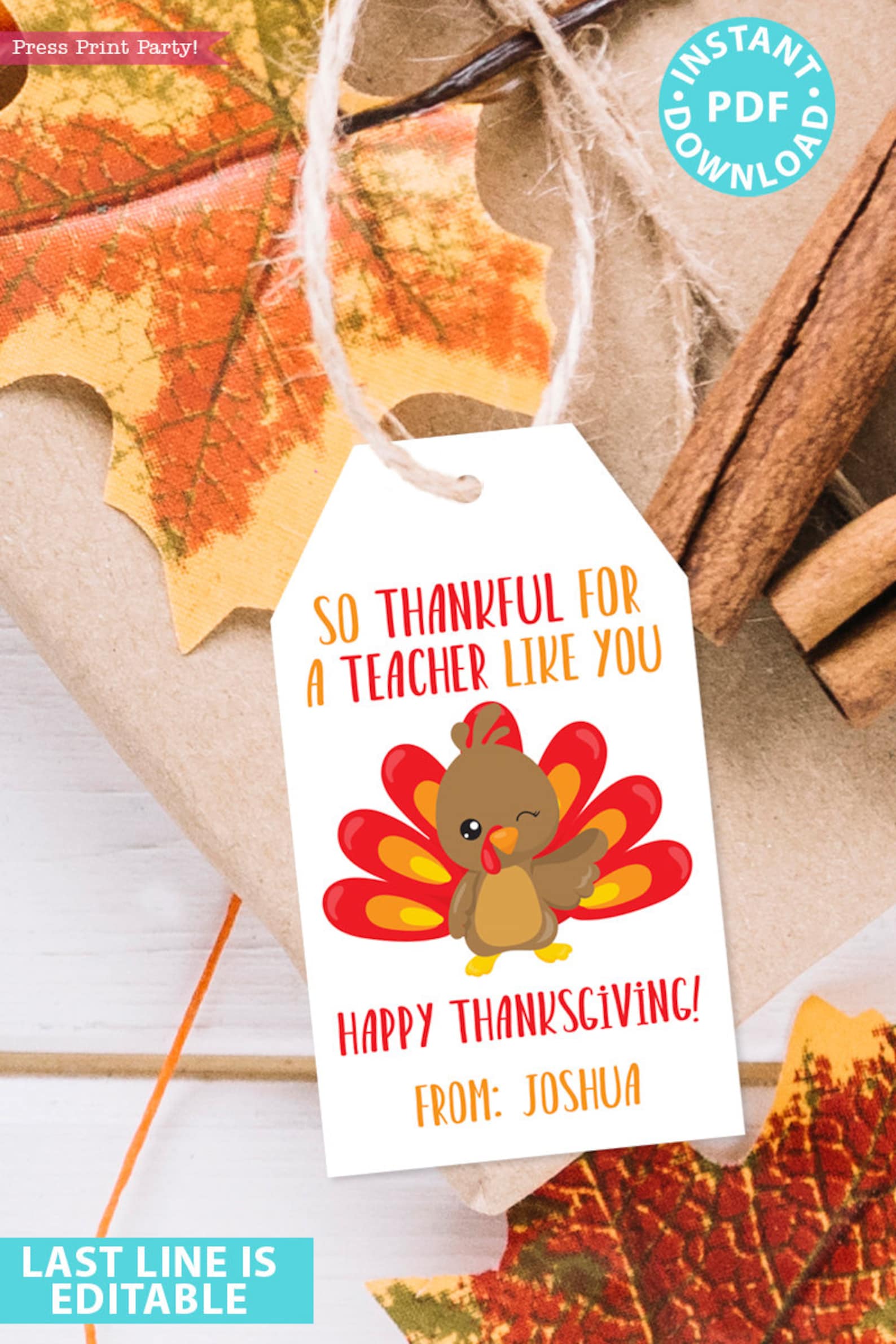 EDITABLE Thanksgiving Tags for Teacher Printable Template for - Etsy